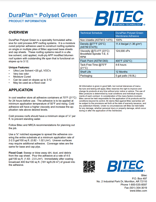 DuraPlan™ Polyset Green - BITEC, INC.