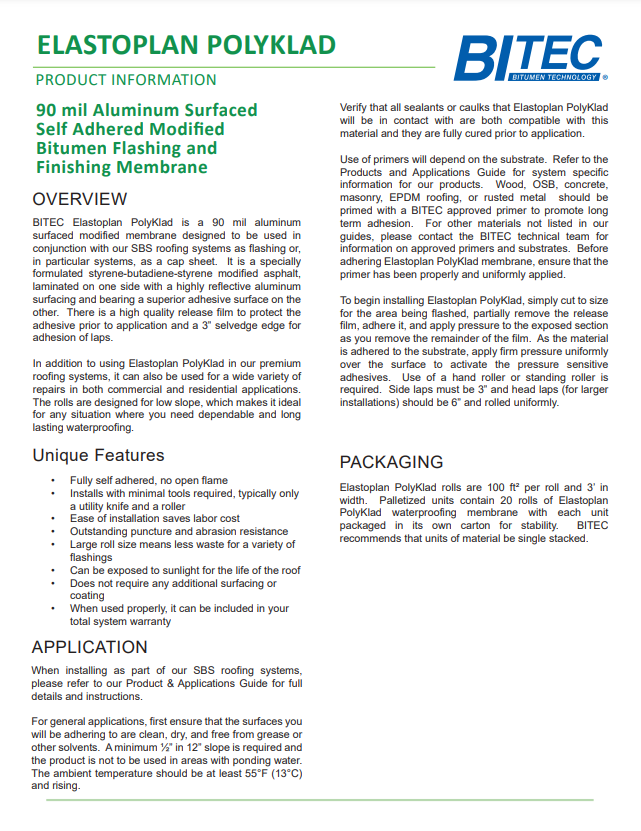 Elastoplan® PolyKlad™ - BITEC, INC.